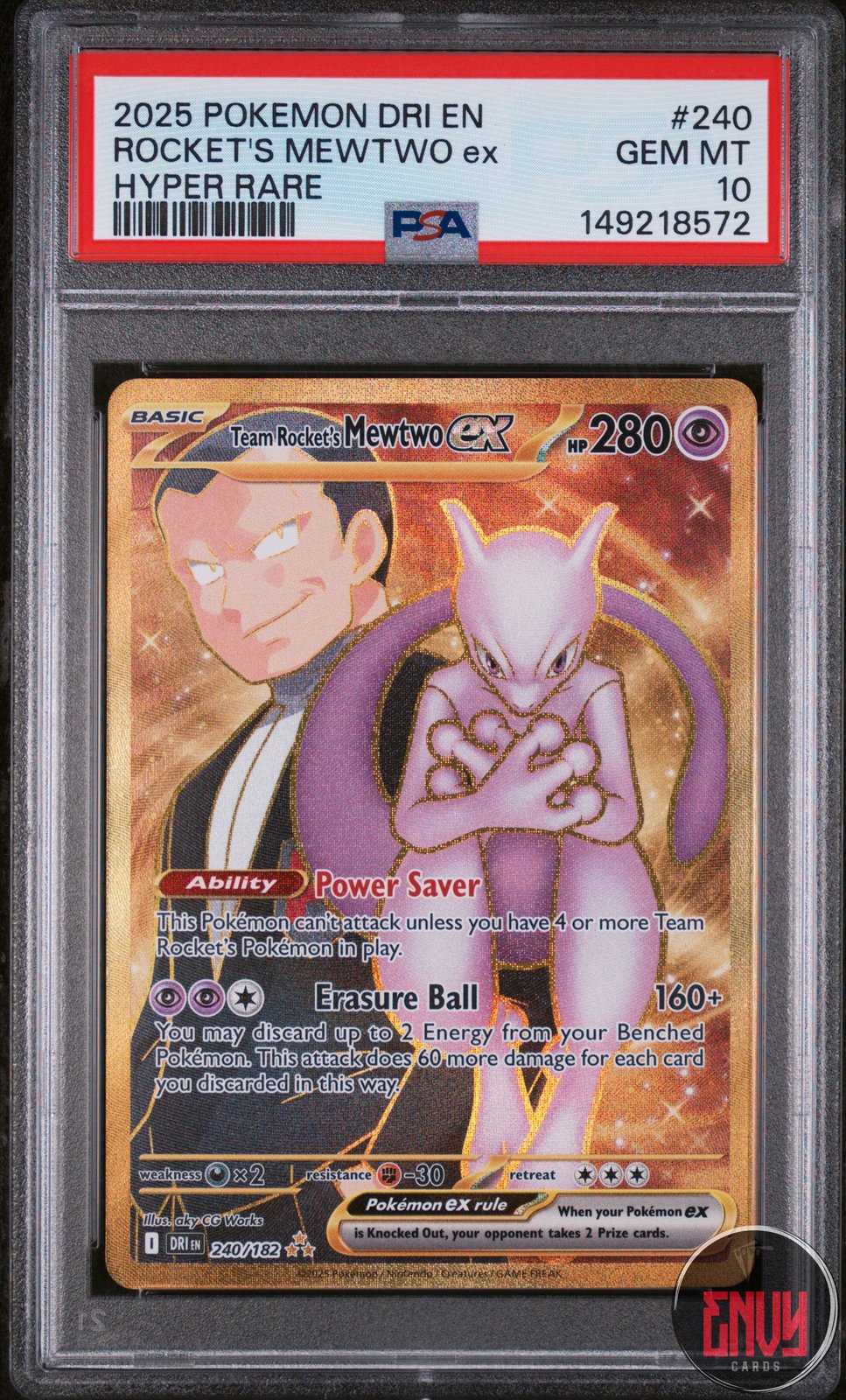 Team Rocket's Mewtwo EX 240/182 Hyper Rare Dri En-destined Rivals ...