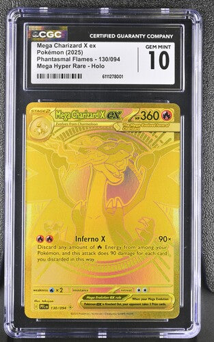 Mega Charizard X ex MHR (Gold) Phantasmal Flames 130/094 CGC 10 – Envy ...